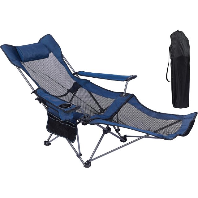 ChicCrest Camping Lounge Chair, Portable Camping Chair with Footrest ...