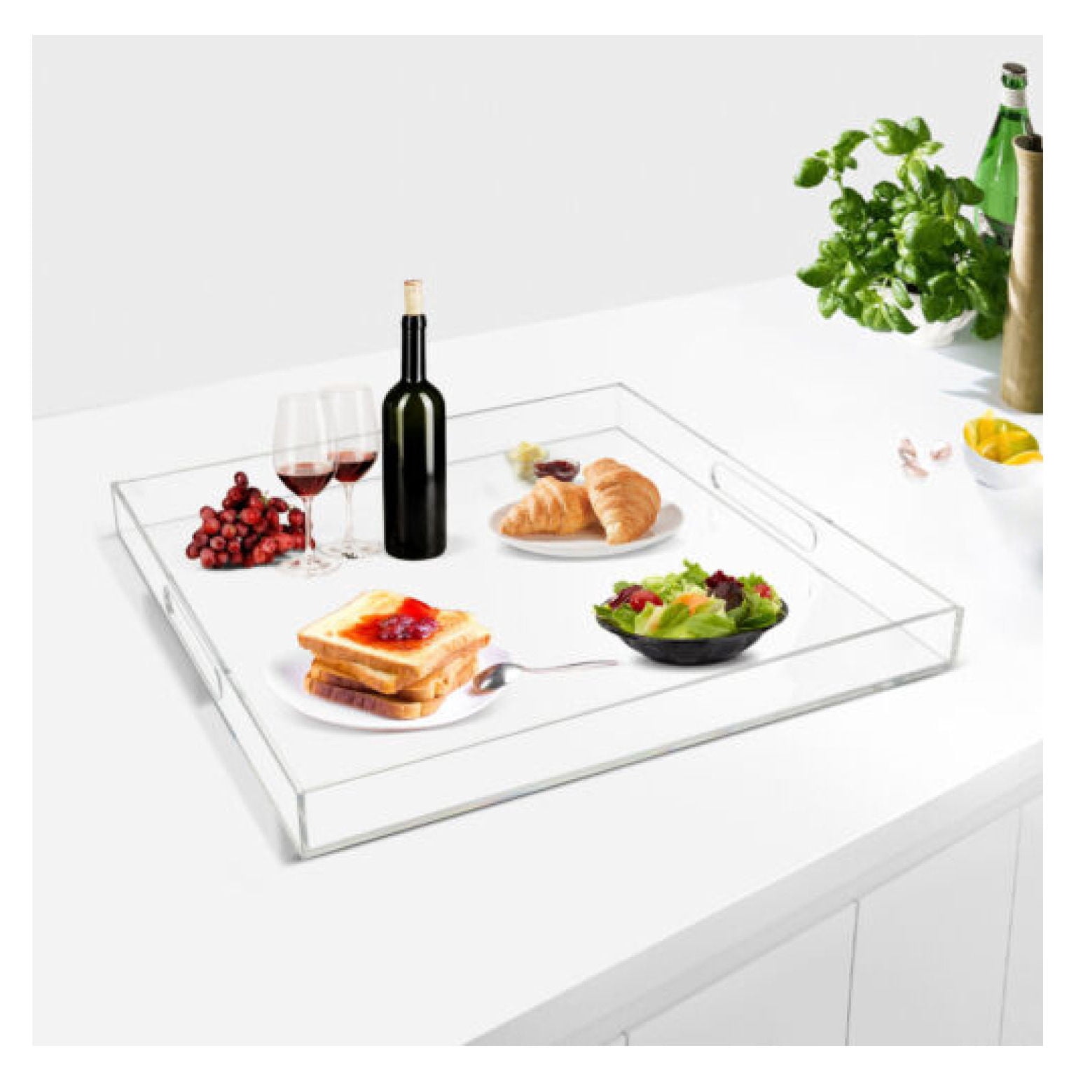 ChicCrest Clear Large Serving Tray,Transparent Serving Tray with ...
