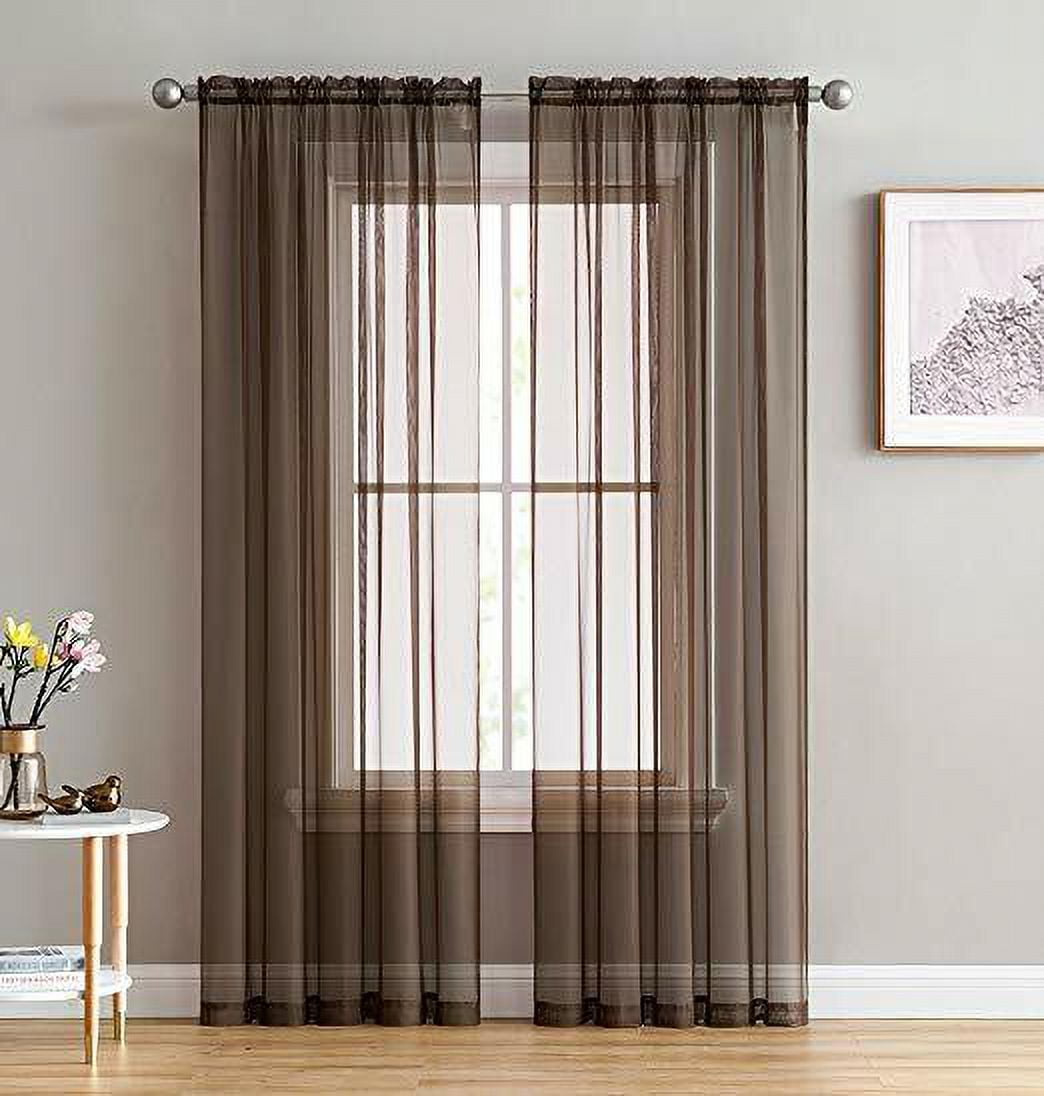 Collection Sheer Voile Solid Window Curtain Panel - Set of 2 - ALL ...