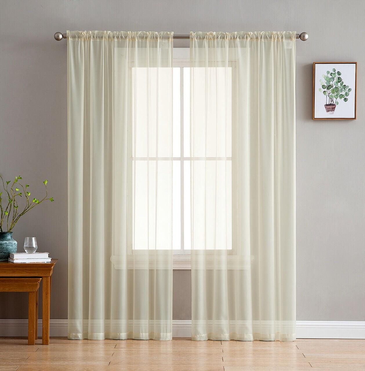 Collection Sheer Voile Solid Window Curtain Panel - Set of 2 - ALL ...