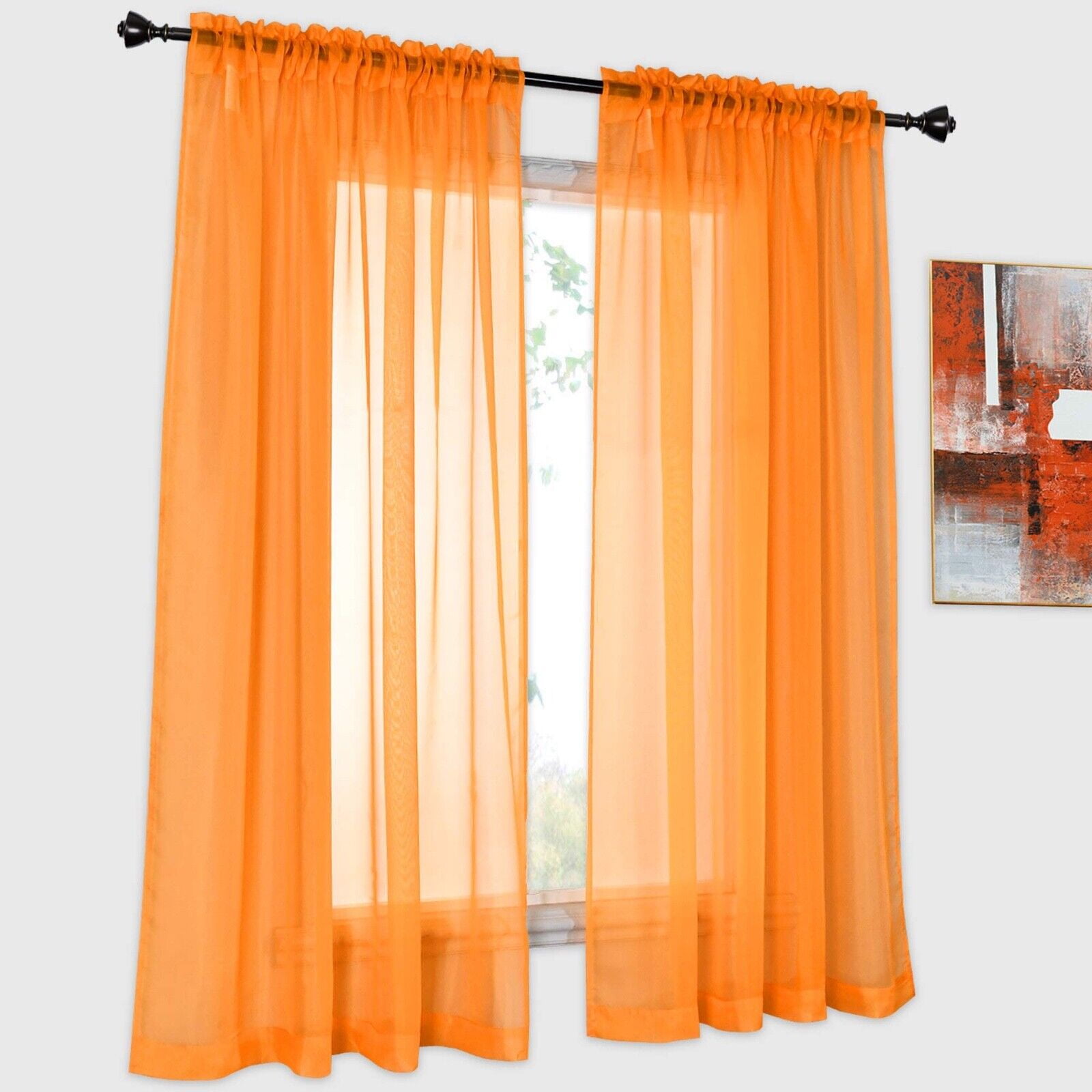 ChicCrest Collection Sheer Voile Solid Window Curtain Panel - Set of 2 ...