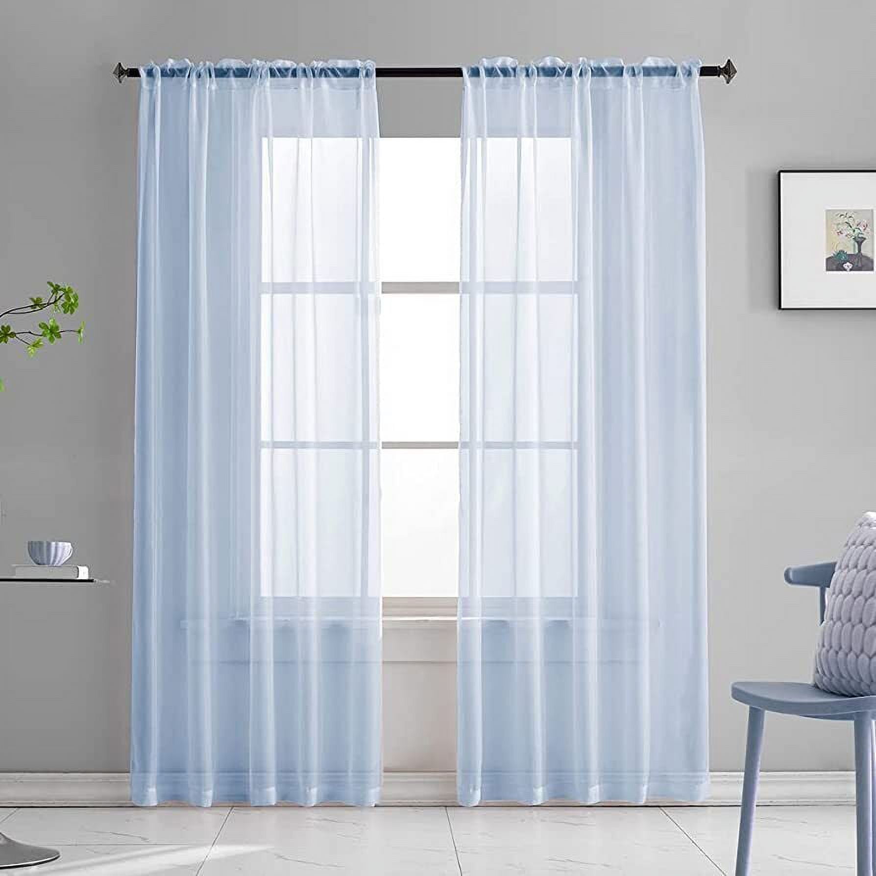 ChicCrest Collection Sheer Voile Solid Window Curtain Panel - Set of 2 ...