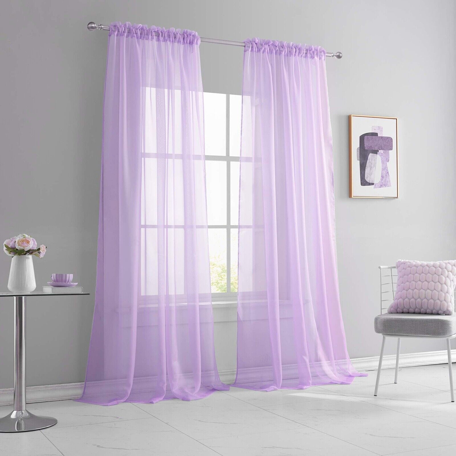 Collection Sheer Voile Solid Window Curtain Panel - Set of 2 - ALL ...