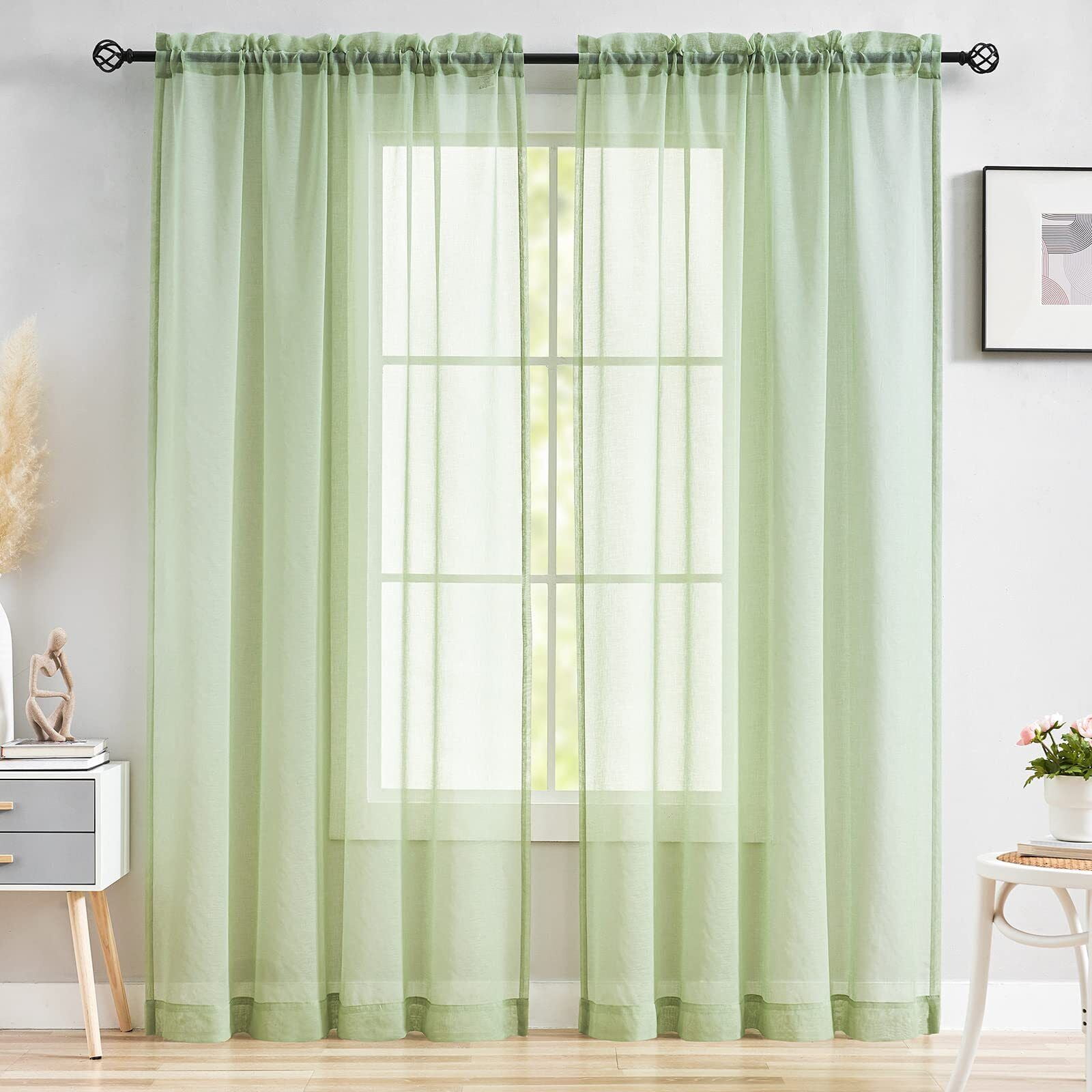 ChicCrest Collection Sheer Voile Solid Window Curtain Panel - Set of 2 ...