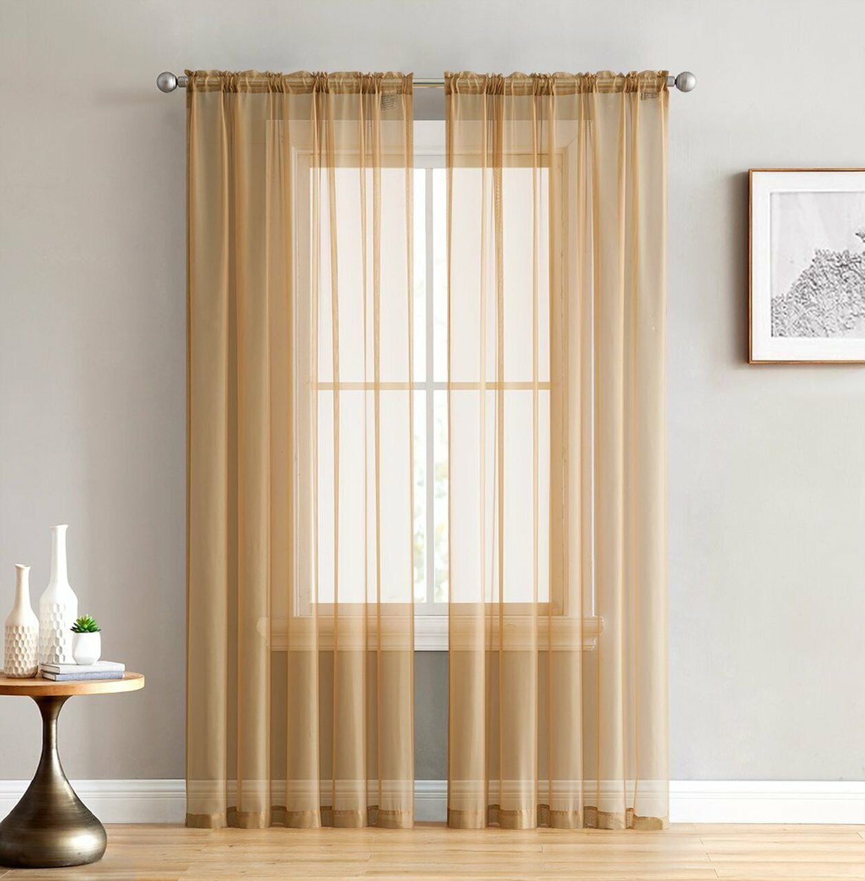 Collection Sheer Voile Solid Window Curtain Panel - Set of 2 - ALL ...