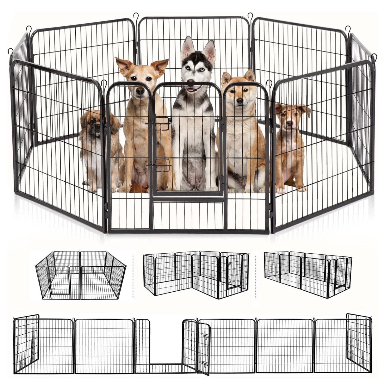 ChicCrest Dog Playpen Pet Dog Fence 24"/ 32" /40" Height 8/16/24/32 ...