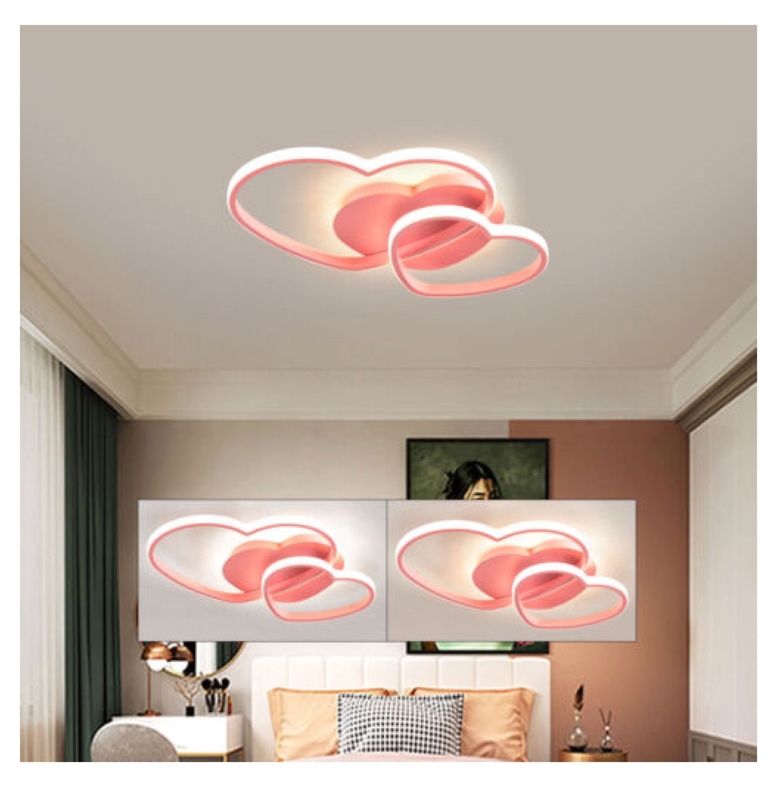 ChicCrest Modern LED Heart-Shaped Ceiling Light & Metal Chandelier Lamp ...