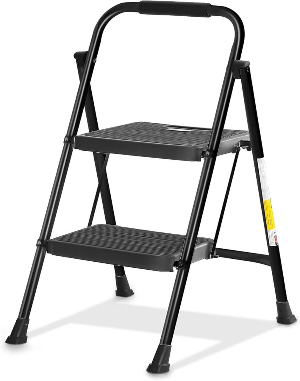 ChicCrest Steel Folding 2-Step Stool Ladder - Black, 500 lbs Load ...