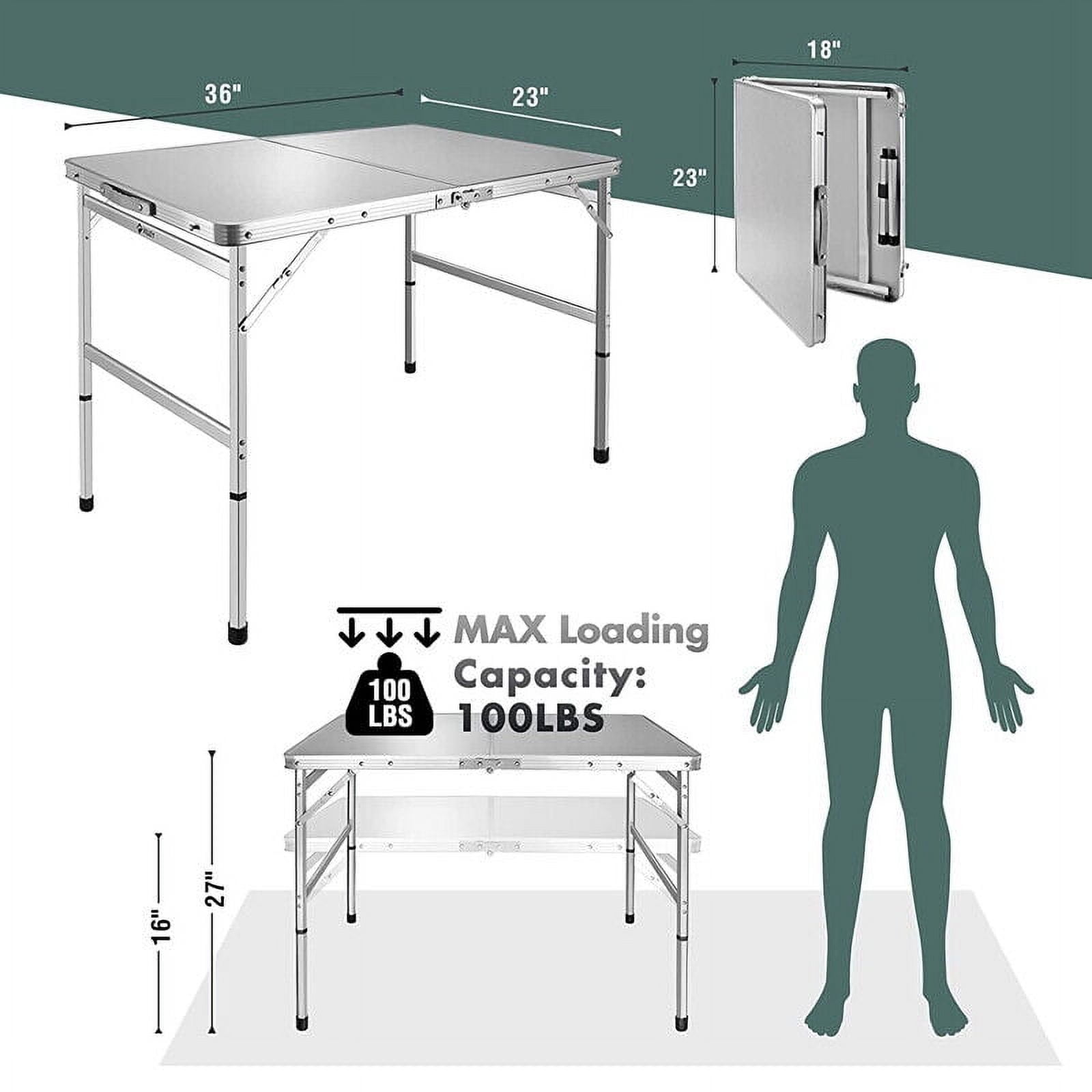 ChicCrest Sturdy Aluminum Folding Camp Tables - Multiple Sizes (2ft ...