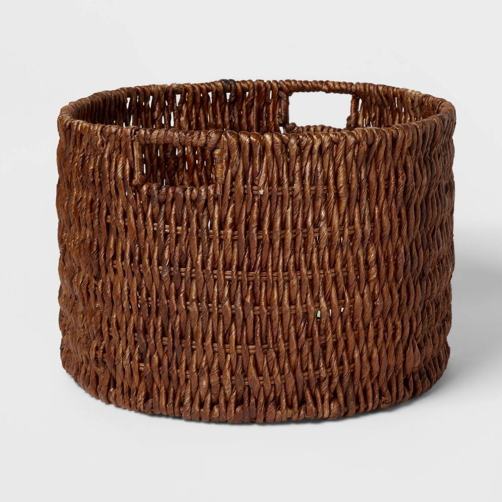 Wicker Storage Basket, Hand-Woven Paper Rope Large Round Woven Basket ...