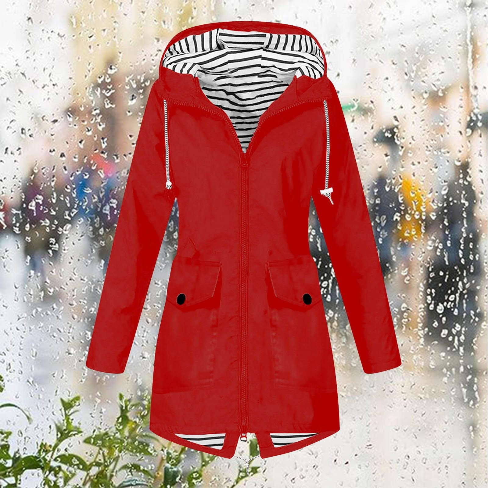 ChicHaven Rain Jacket Women Waterproof Long Rain Coat Lightweight with ...