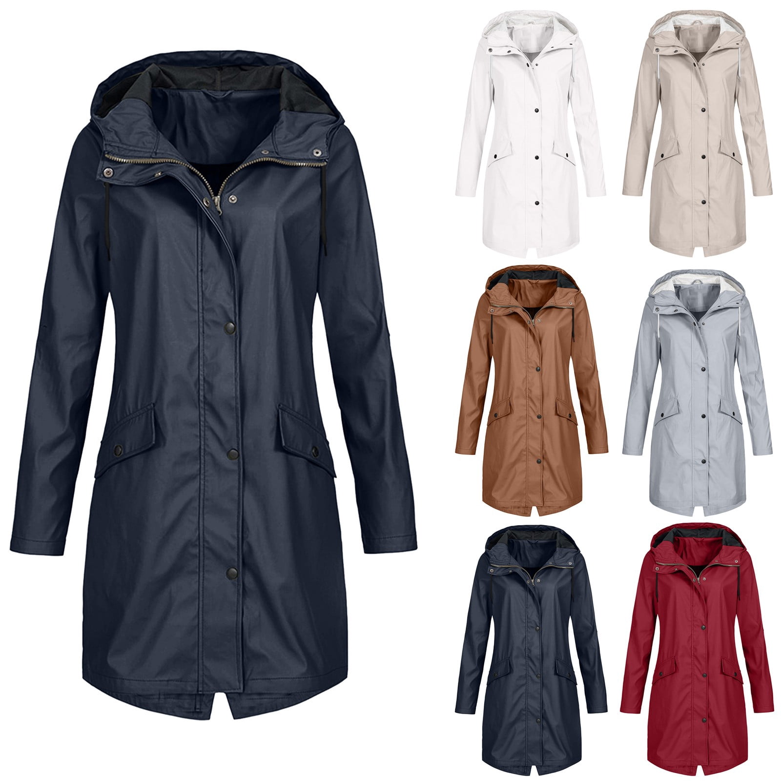 ChicHaven Raincoat Women Long Waterproof Rain Jacket Lightweight Hooded ...