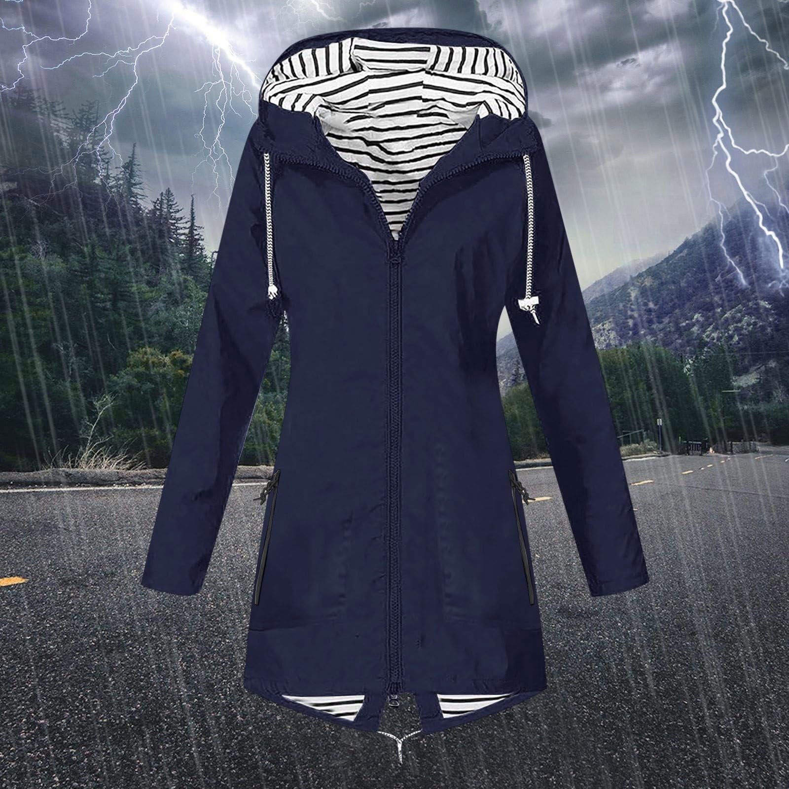 ChicHaven Raincoat Women Waterproof Long Hooded Trench Coat Lined ...