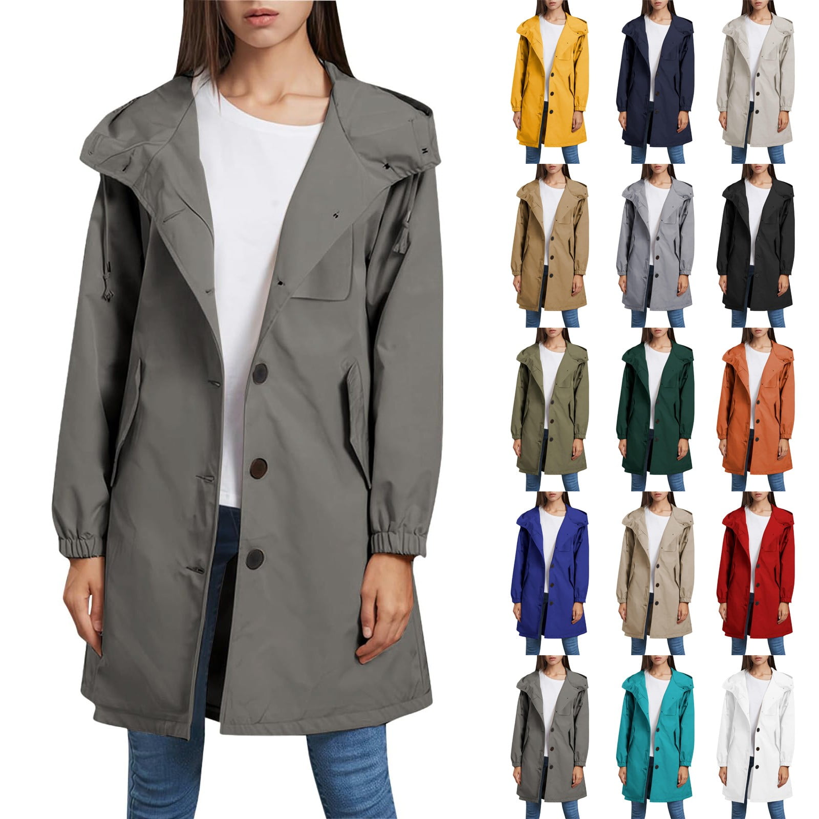 ChicHaven Women's Hooded Rain Jacket Waterproof Lightweight Raincoat ...