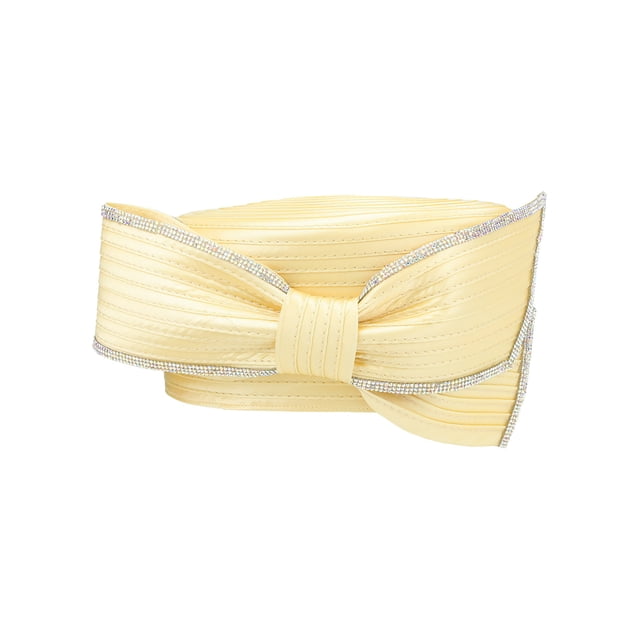ChicHeadwear Large Stone Bow Pillbox Braid Hat - Lemon Yellow - Walmart.com