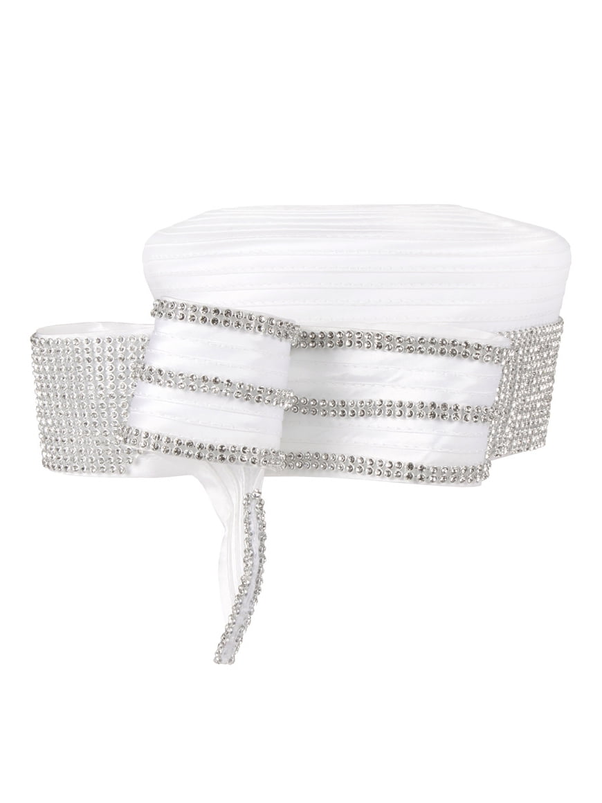 ChicHeadwear Women's Pill Box Hat w/ Stone Bow - White - Walmart.com