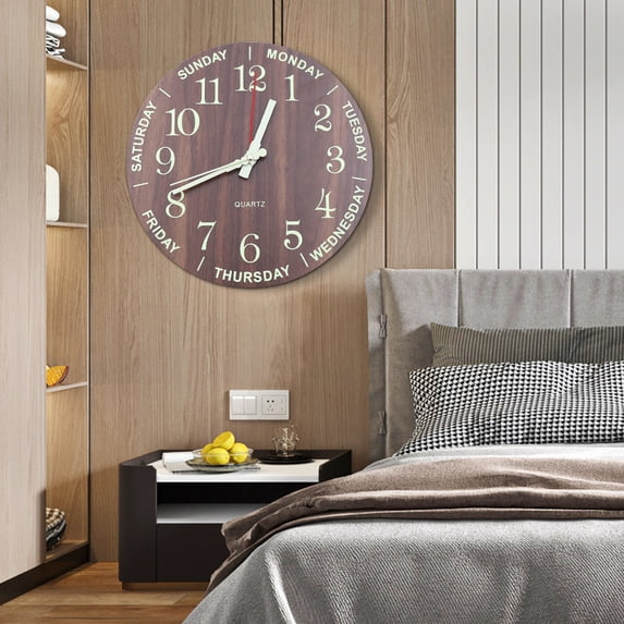 ChicHomey 11.81in Large Wall Clock,Luminous Silent Clock, Wall-Mounted ...