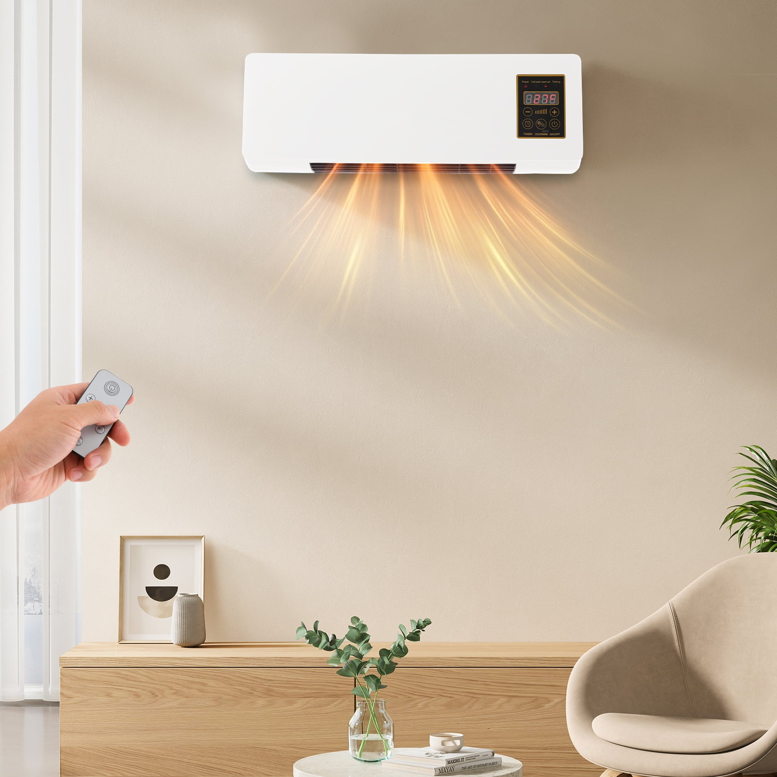 ChicHomey 1400W PTC Ceramic Heater with Remote Control,1-6H Timer ...