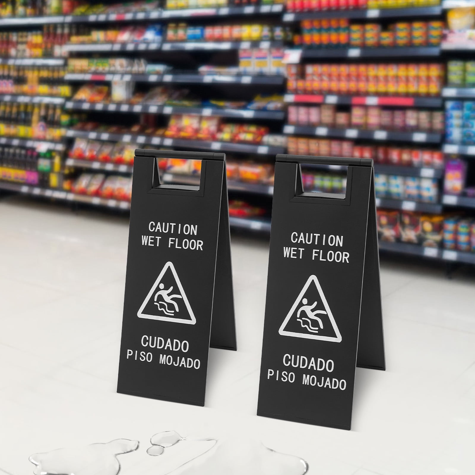 ChicHomey 2Pcs Stainless Steel Wet Floor Sign,A-Shape, Foldable,Safety ...