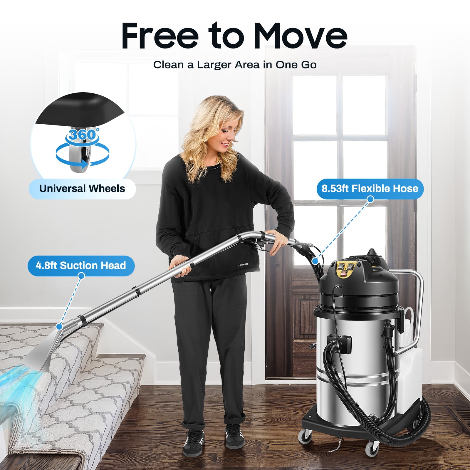 ChicHomey 3 in 1 Commercial Carpet Cleaning Machine,60L Sewage Clean ...