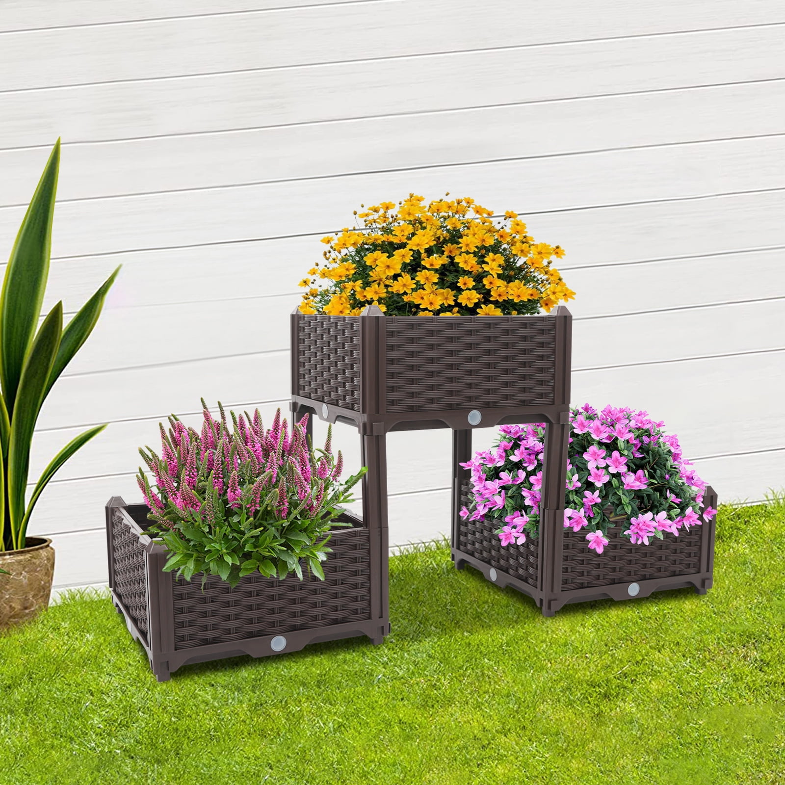 ChicHomey 3-Tier Staggered Elevated Planter Garden Box,Raised Garden ...