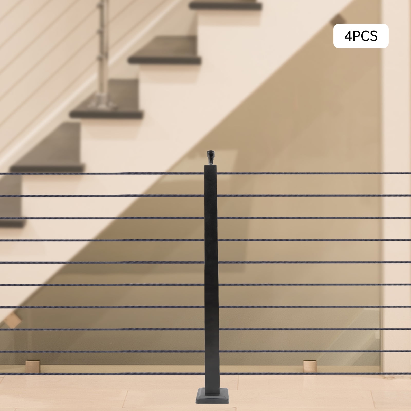 ChicHomey 304 Stainless Steel Cable Railing Post, Black, 91cm, 10 Holes ...