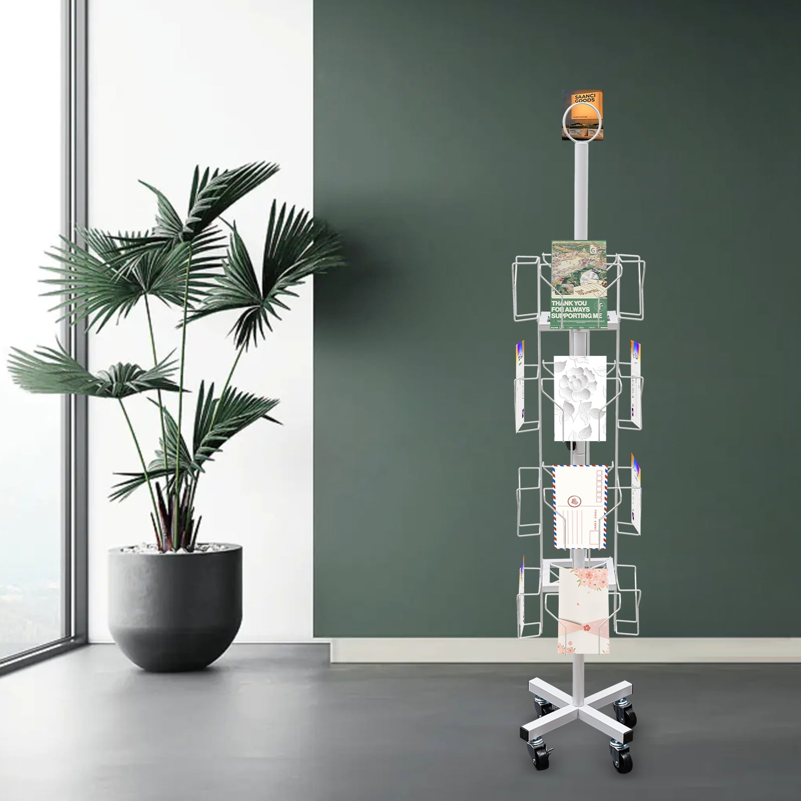 ChicHomey 4-Tier Greeting Card Rack with 16 Pockets, 360° Swivel ...