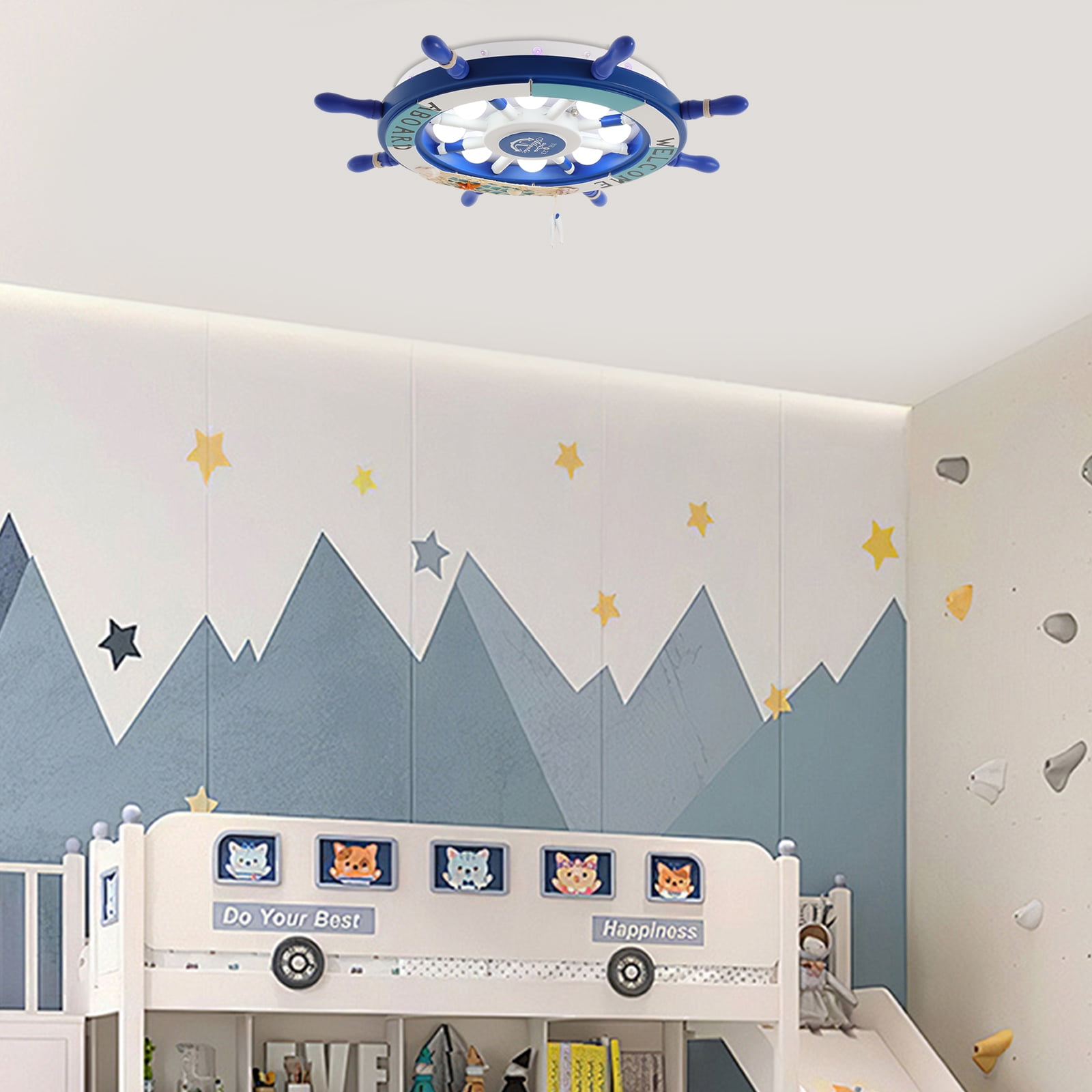 ChicHomey 40W Blue Ceiling Light Room Decor Chandelier,6000K LED ...