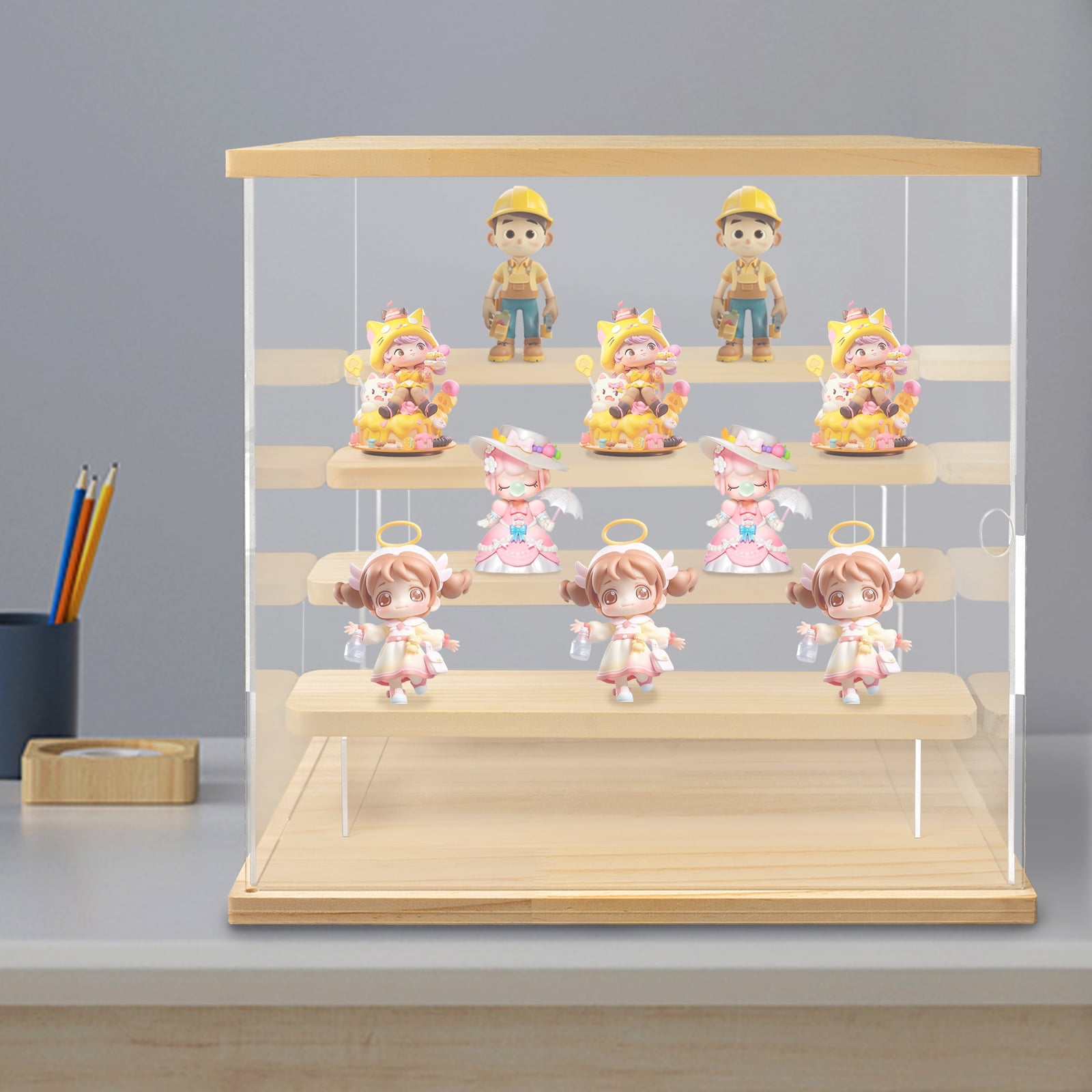 ChicHomey 5 Tier Clear Acrylic Display Case Toy Display Box w LED Light ...