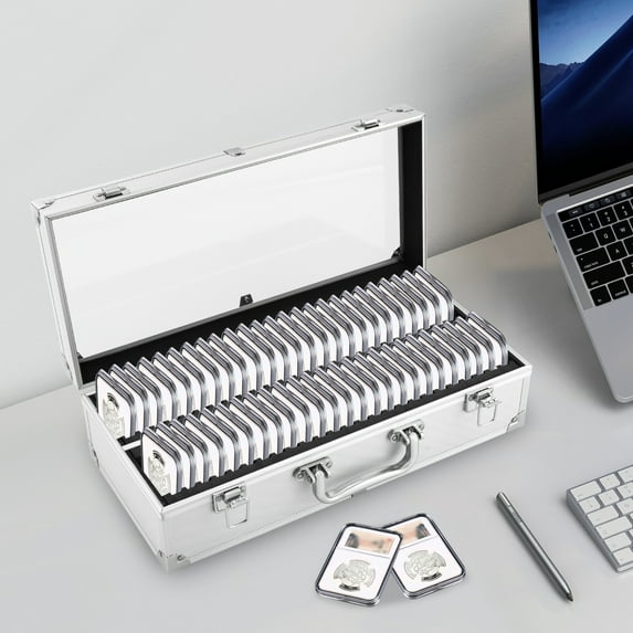 ChicHomey 50-Slot Coin Slab Case, EVA Foam Protection,Acrylic ...