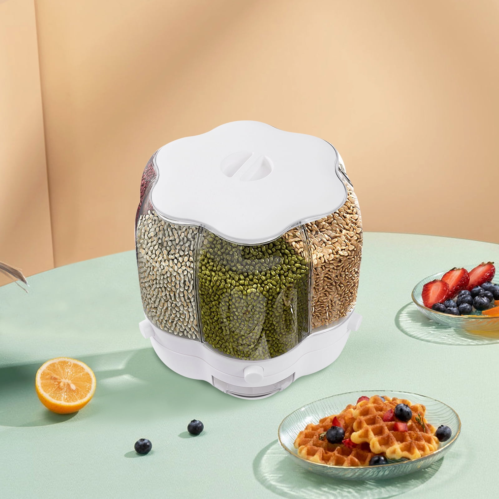 ChicHomey 6-Grid Rotating Rice and Dry Food Dispenser with Funnel Spout ...