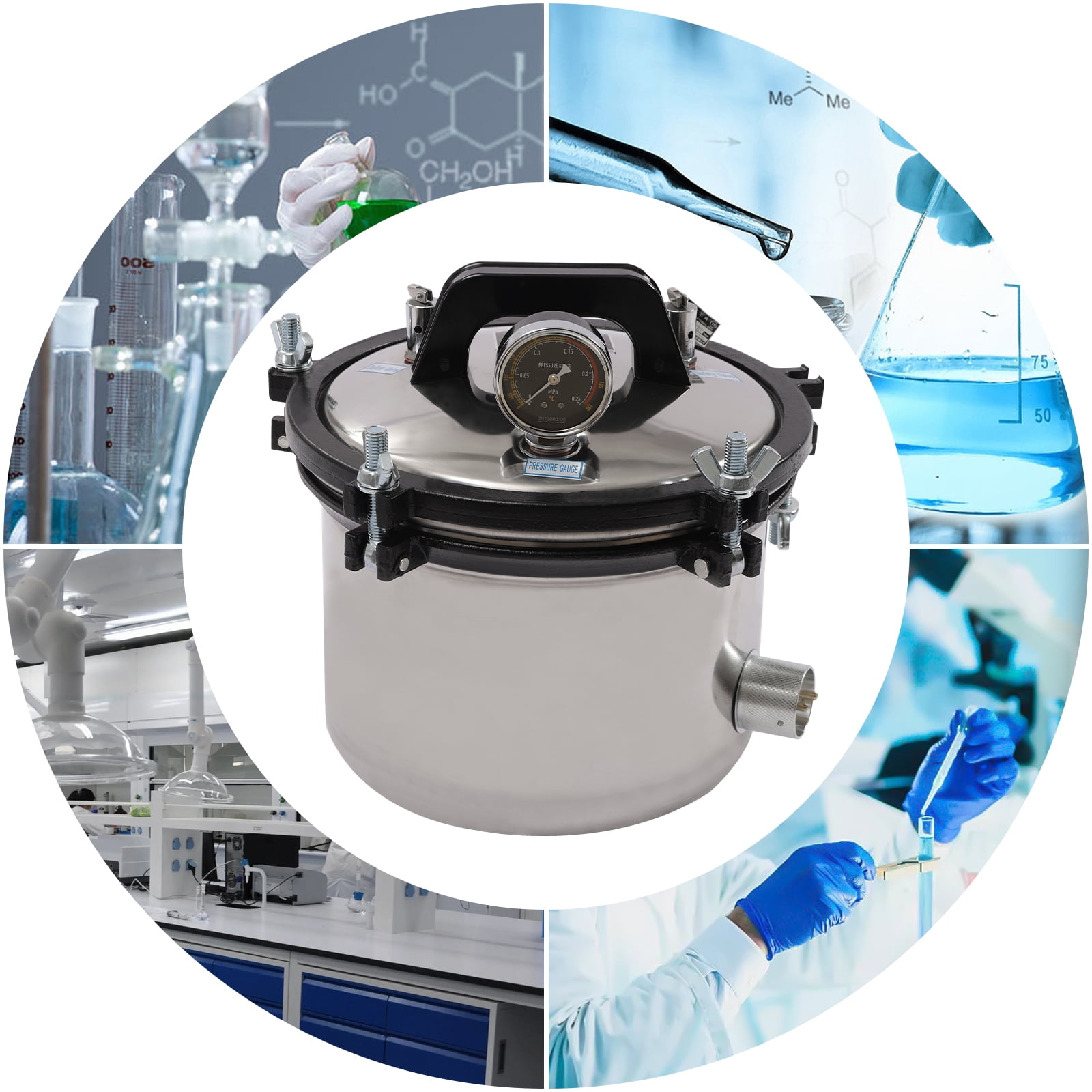 ChicHomey 8L Portable Lab Autoclave Steam Sterilizer, High-Temperature ...