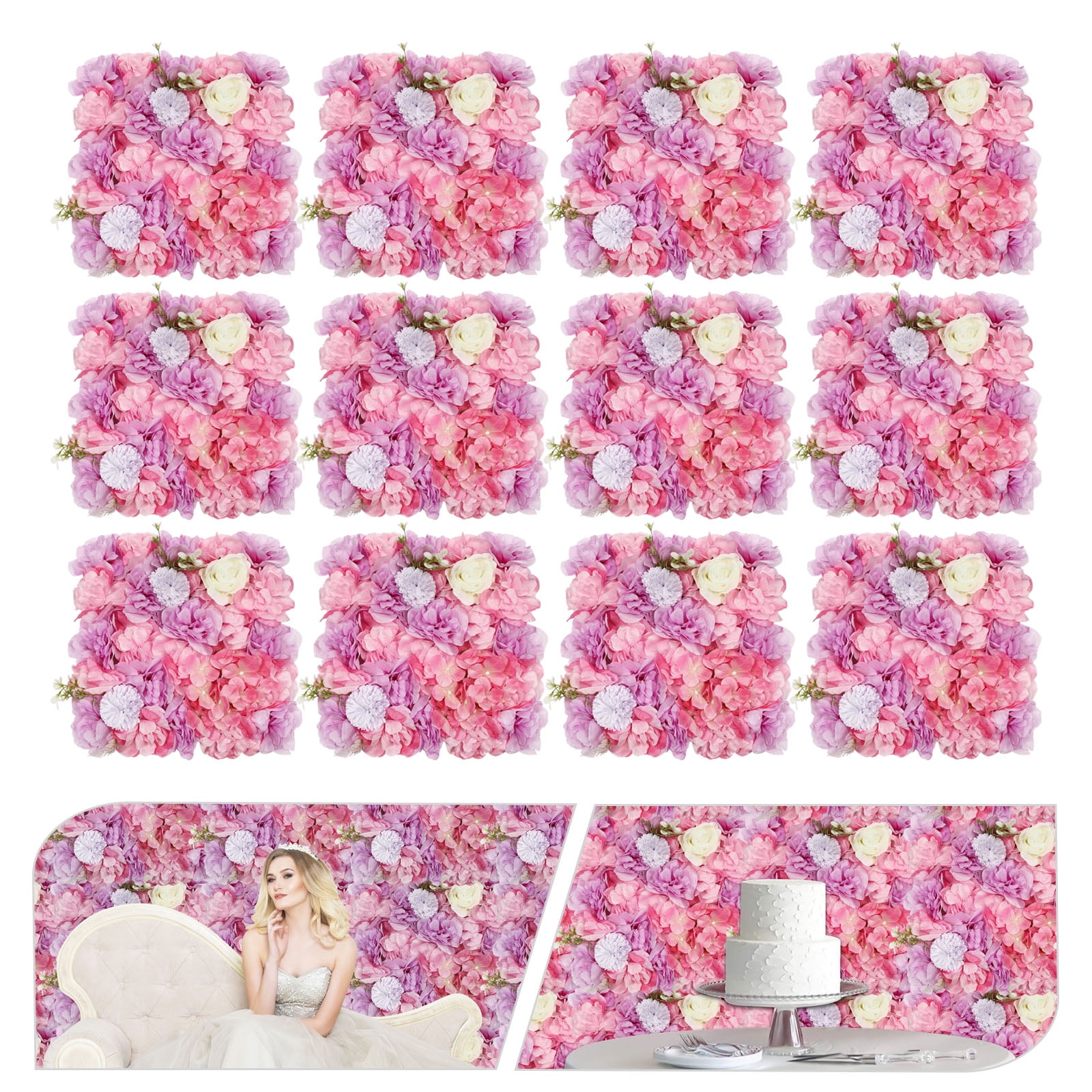 ChicHomey Artificial Rose Fake Flower Wall Panel Banquet Wedding Decor ...