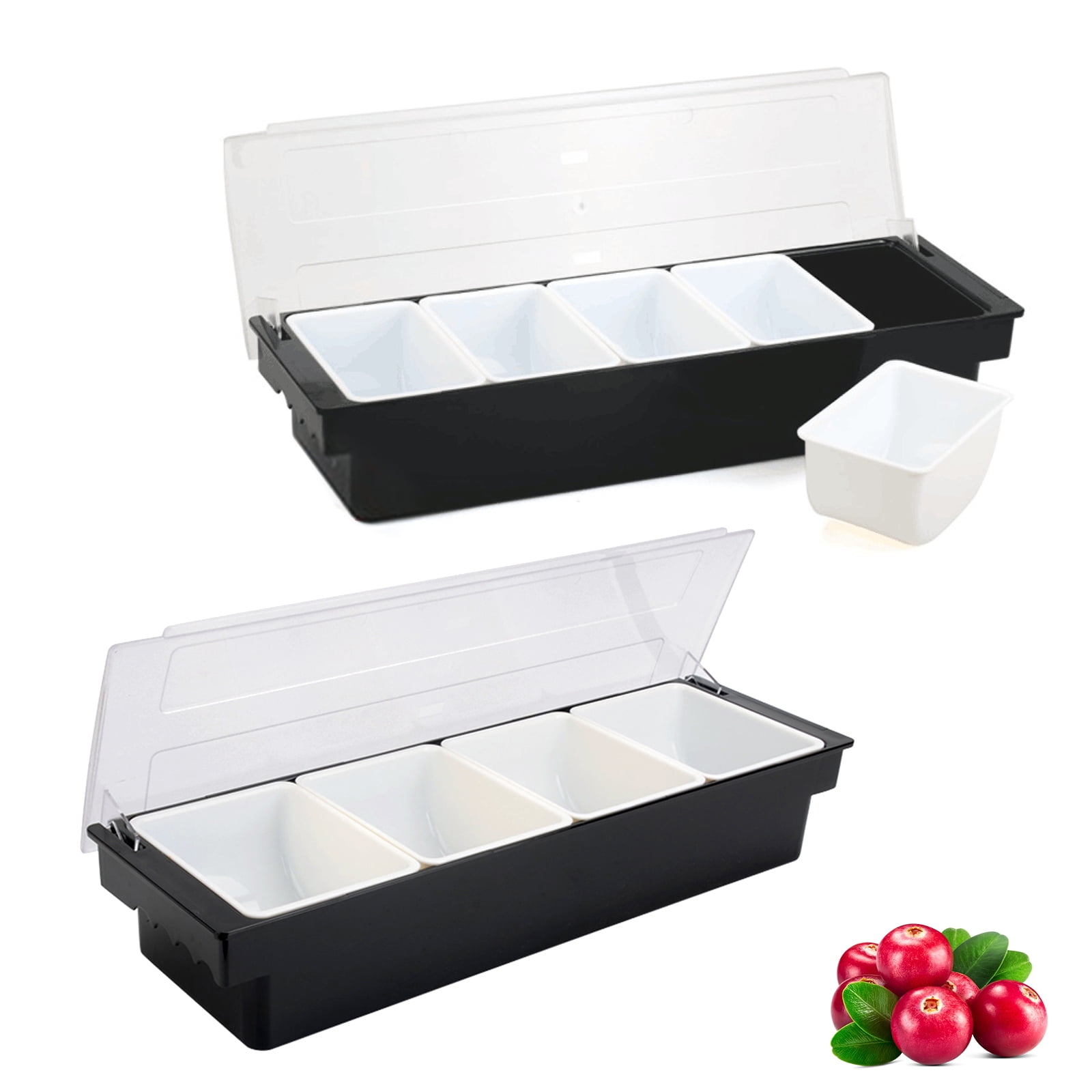 ChicHomey Condiment Server Tray, Bar Fruit Caddy with Lid and 5 ...