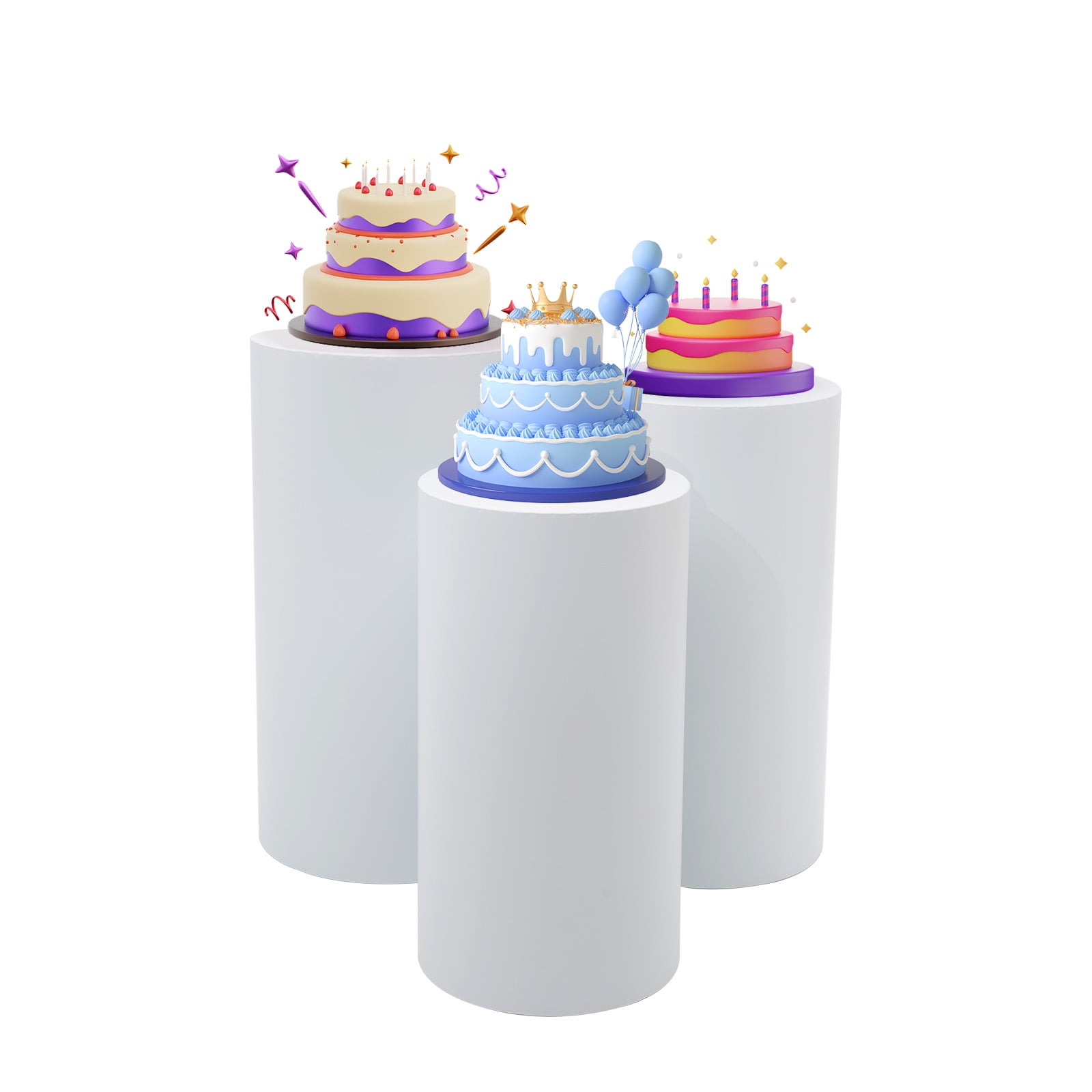 Dwellnix Cylindrical Display Stands, Three-tier Cake Display Stand, 3 ...