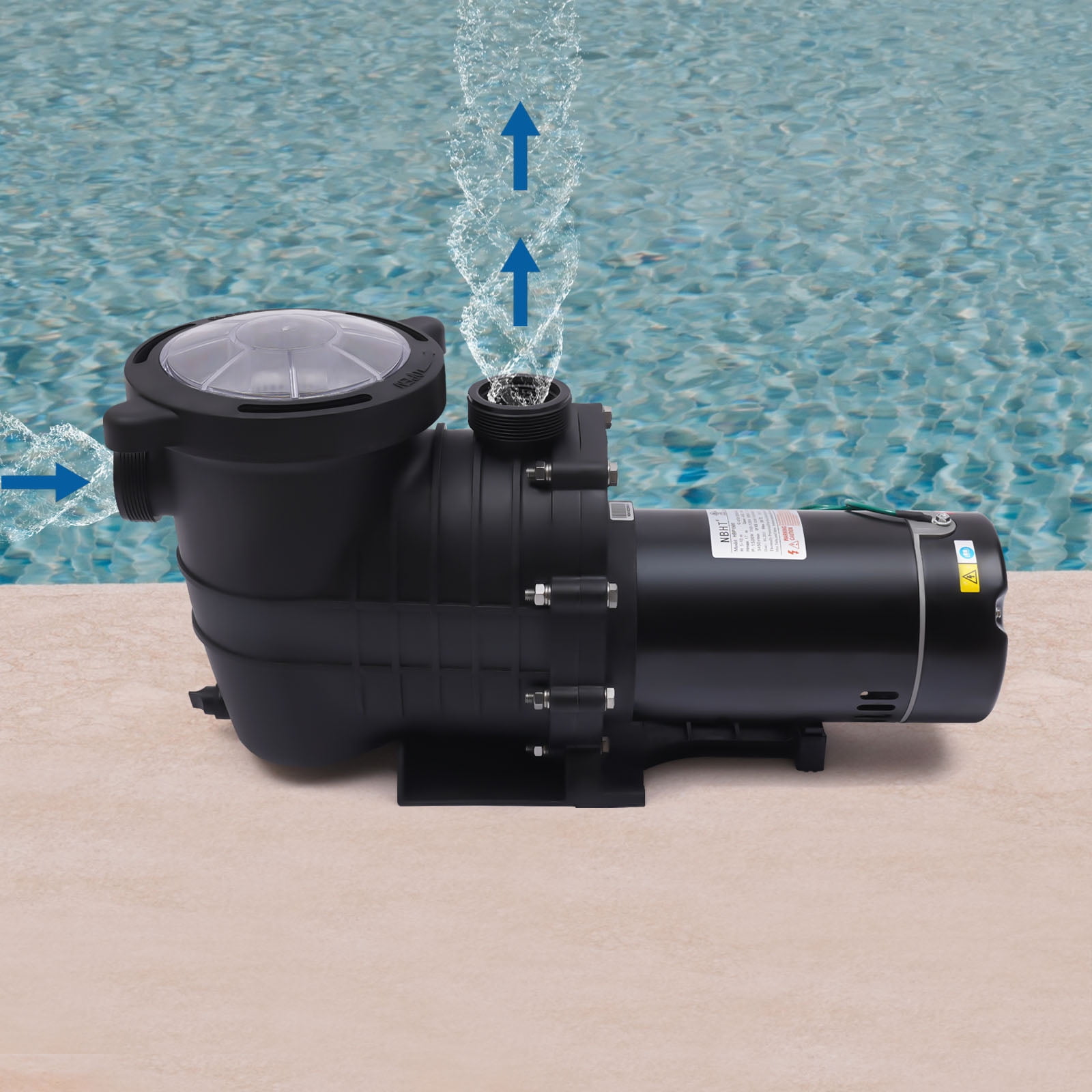 ChicHomey Durable 1500W Pool Pump with 2HP Motor, Low Noise Operation ...
