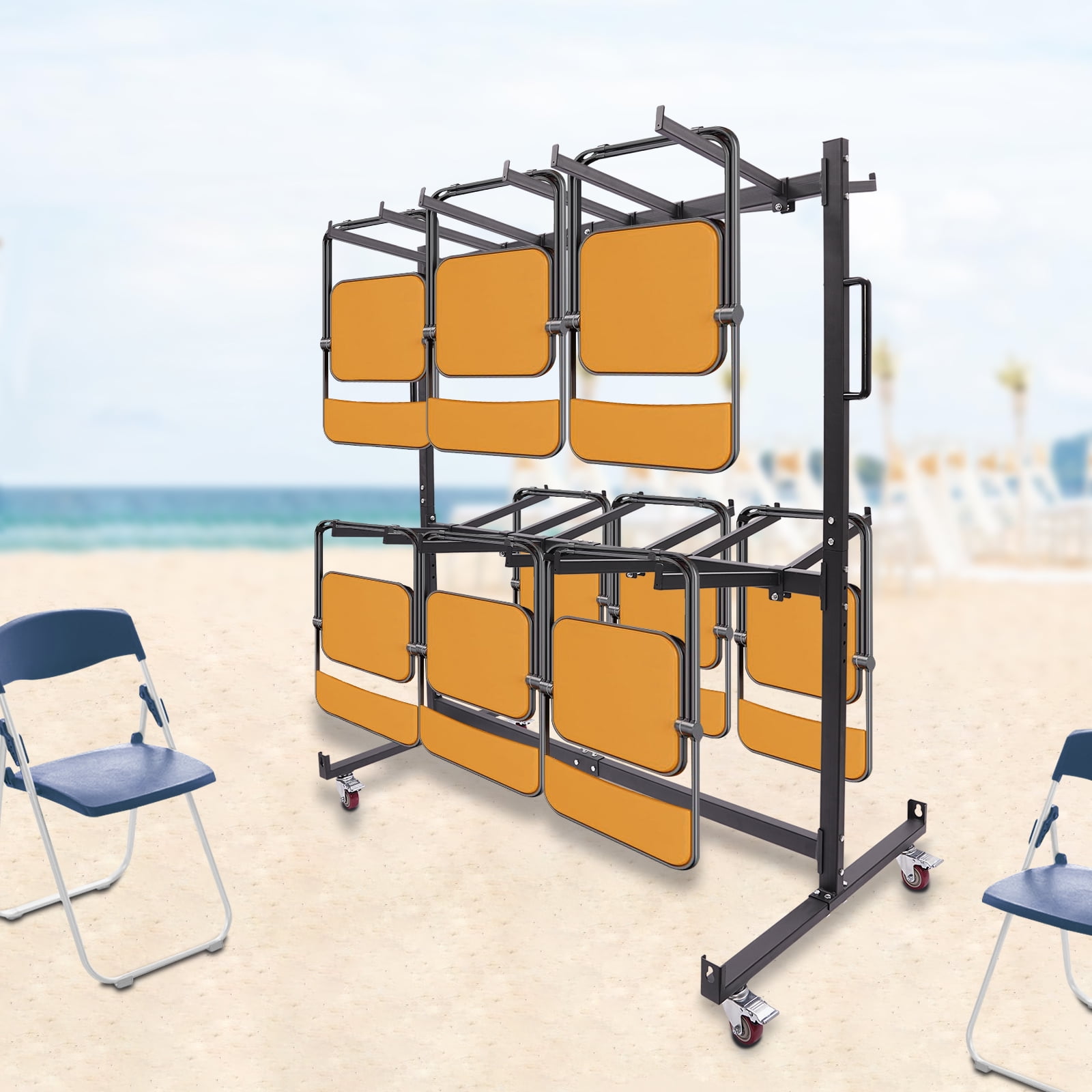 ChicHomey Folding Table and Chair Cart,Q235 Steel/Nylon,84-Chair ...