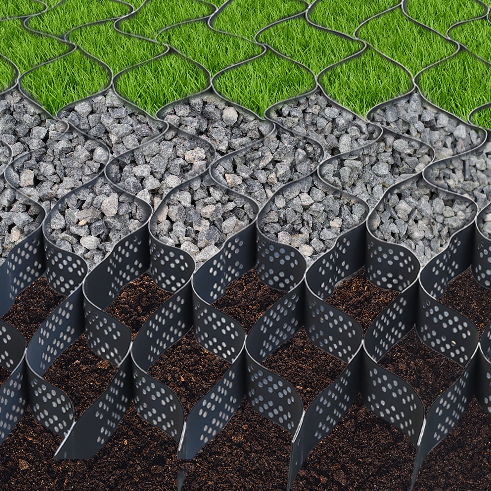 ChicHomey Geocell Ground Grid, HDPE Geogrid for Soil/Road Stabilization ...