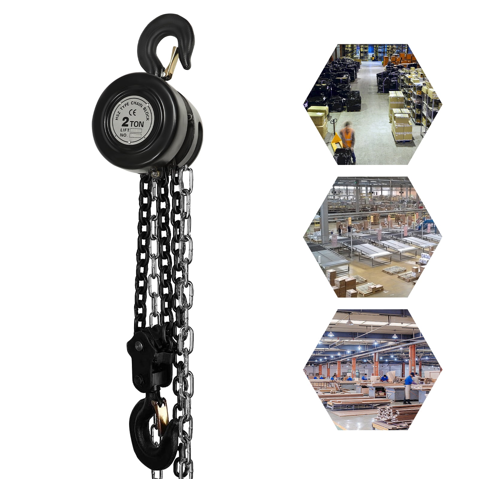ChicHomey Hand Chain Hoist, 2 Ton Capacity, 10ft Lifting Height, Alloy ...