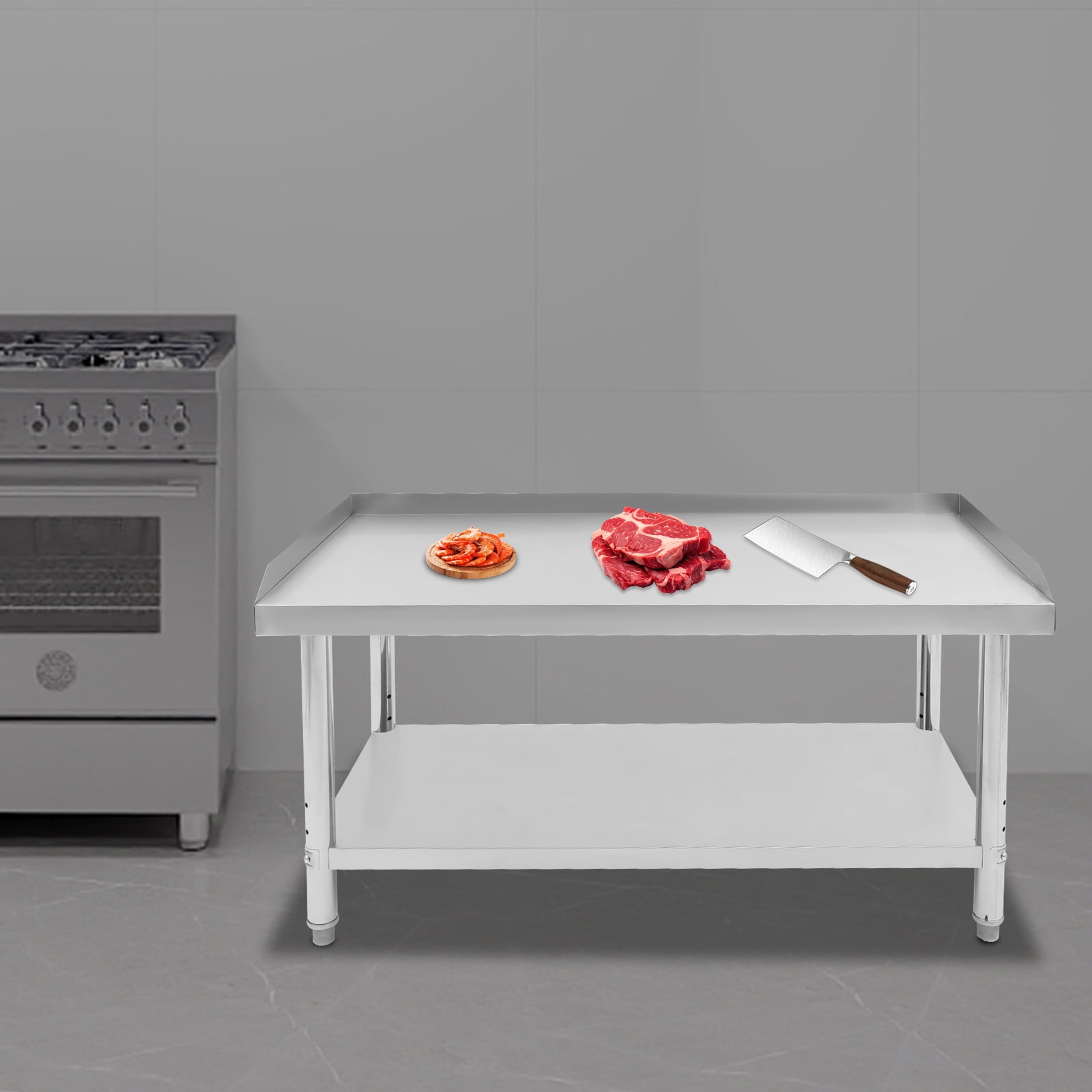 ChicHomey Heavy Duty Adjustable Workbench with Stainless Steel Top, 2 ...