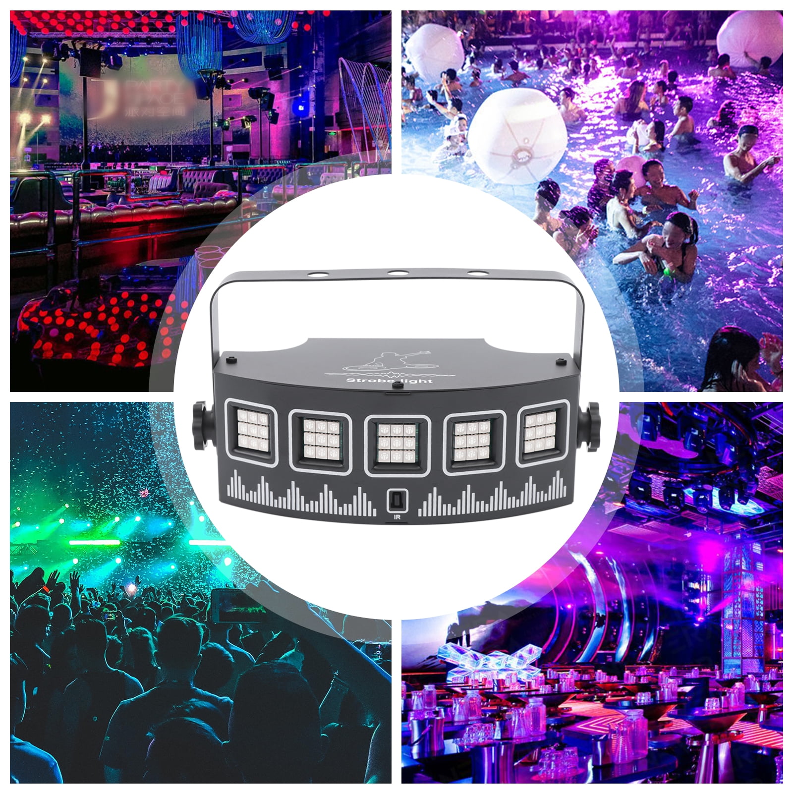 ChicHomey LED Party Stage Lights, 7 Color Strobe Effects, Sound ...