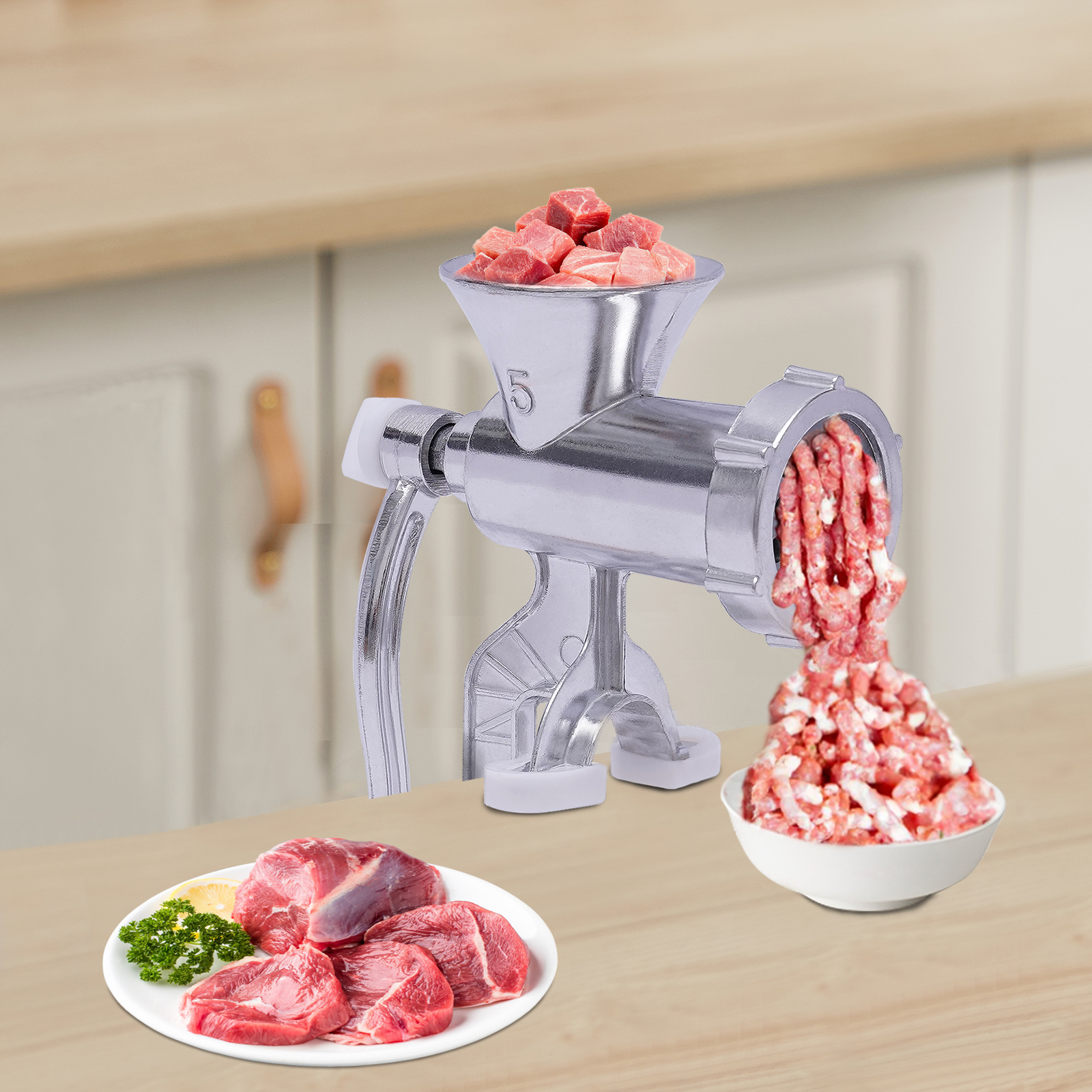 ChicHomey Manual Meat Grinder, Meat Mincer Stuffer with Tabletop Clamp ...