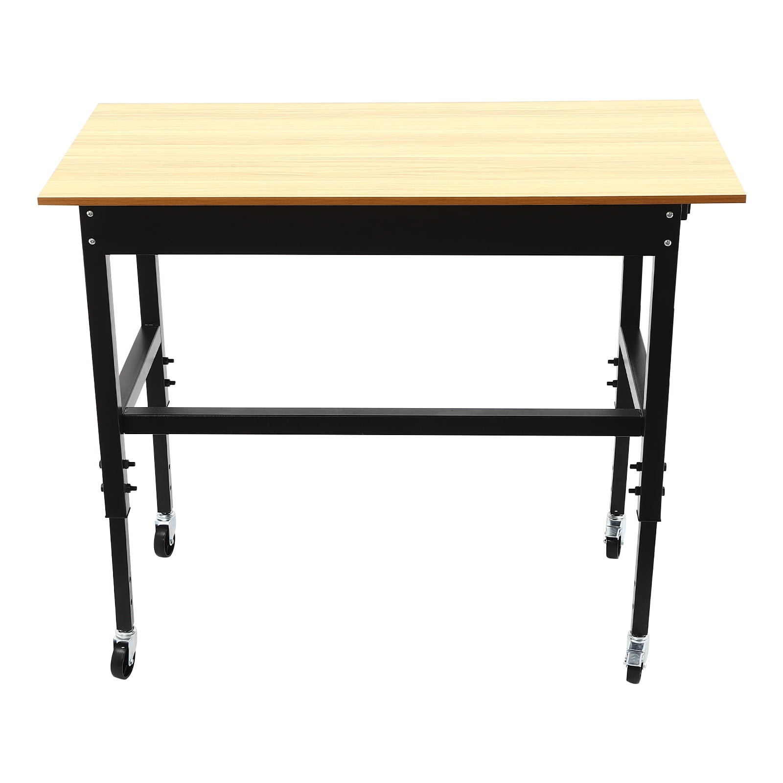 ChicHomey Mobile Adjustable Workbench with 4 Wheels, Modern Black ...