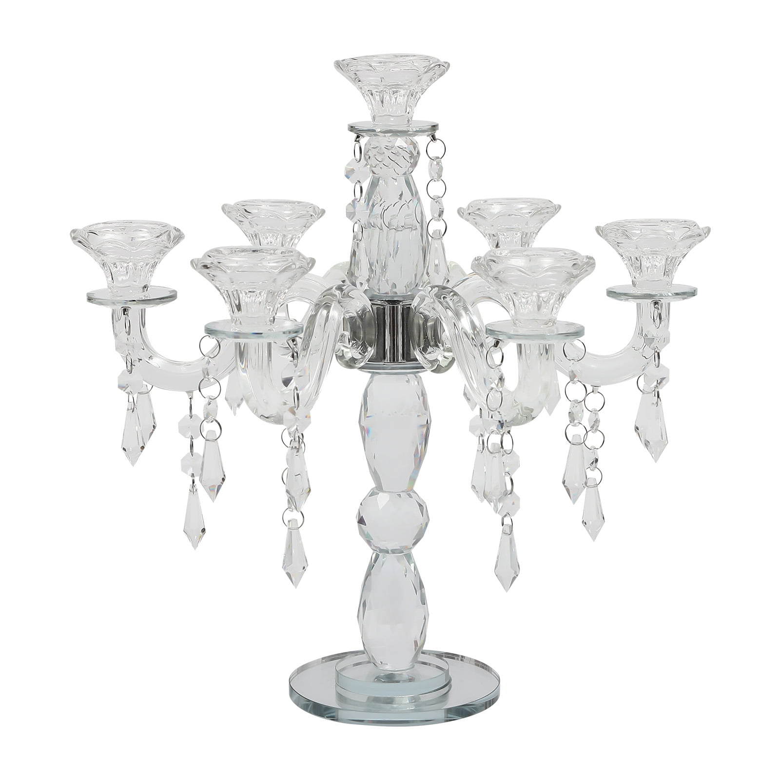 ChicHomey Modern Clear Glass and Crystal Candlestick Holder, Elegant ...