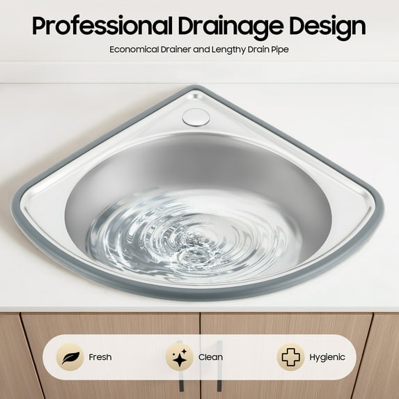 ChicHomey Modern Industrial Fan-Shaped Stainless Steel Basin,Anti-Rust ...