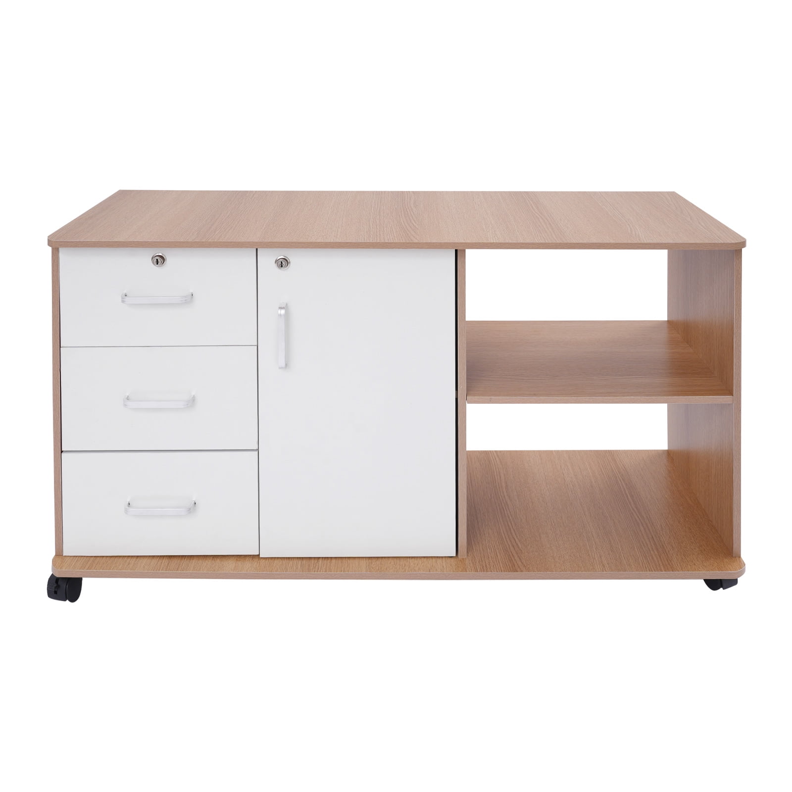 ChicHomey Multi-functional MDF Storage Locker with 3 Drawers, 5 Wheels ...