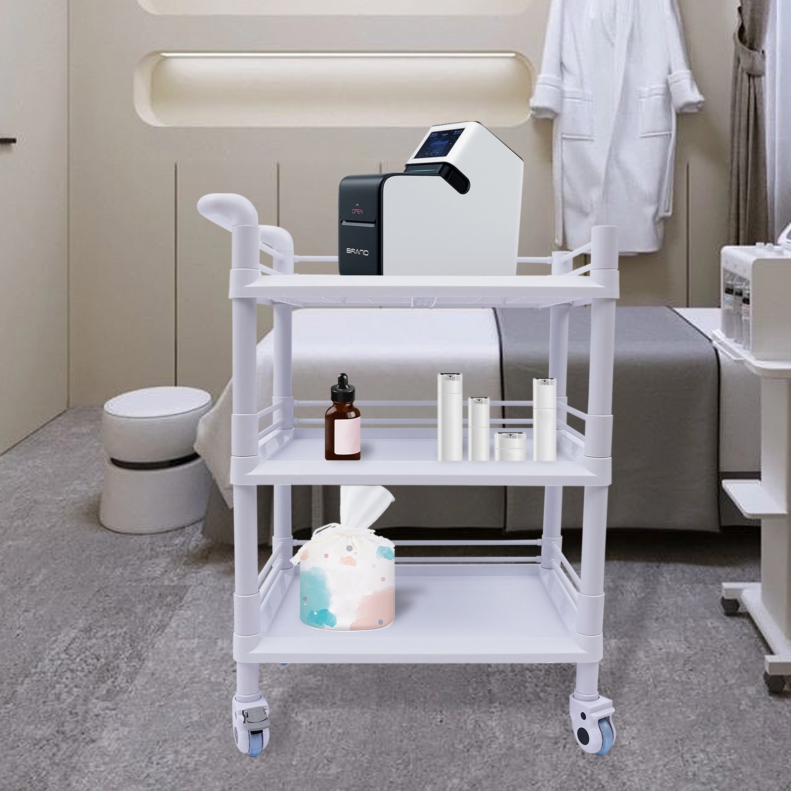 ChicHomey Multifunctional 3-Tier Spa Trolley Cart with Universal Wheels ...