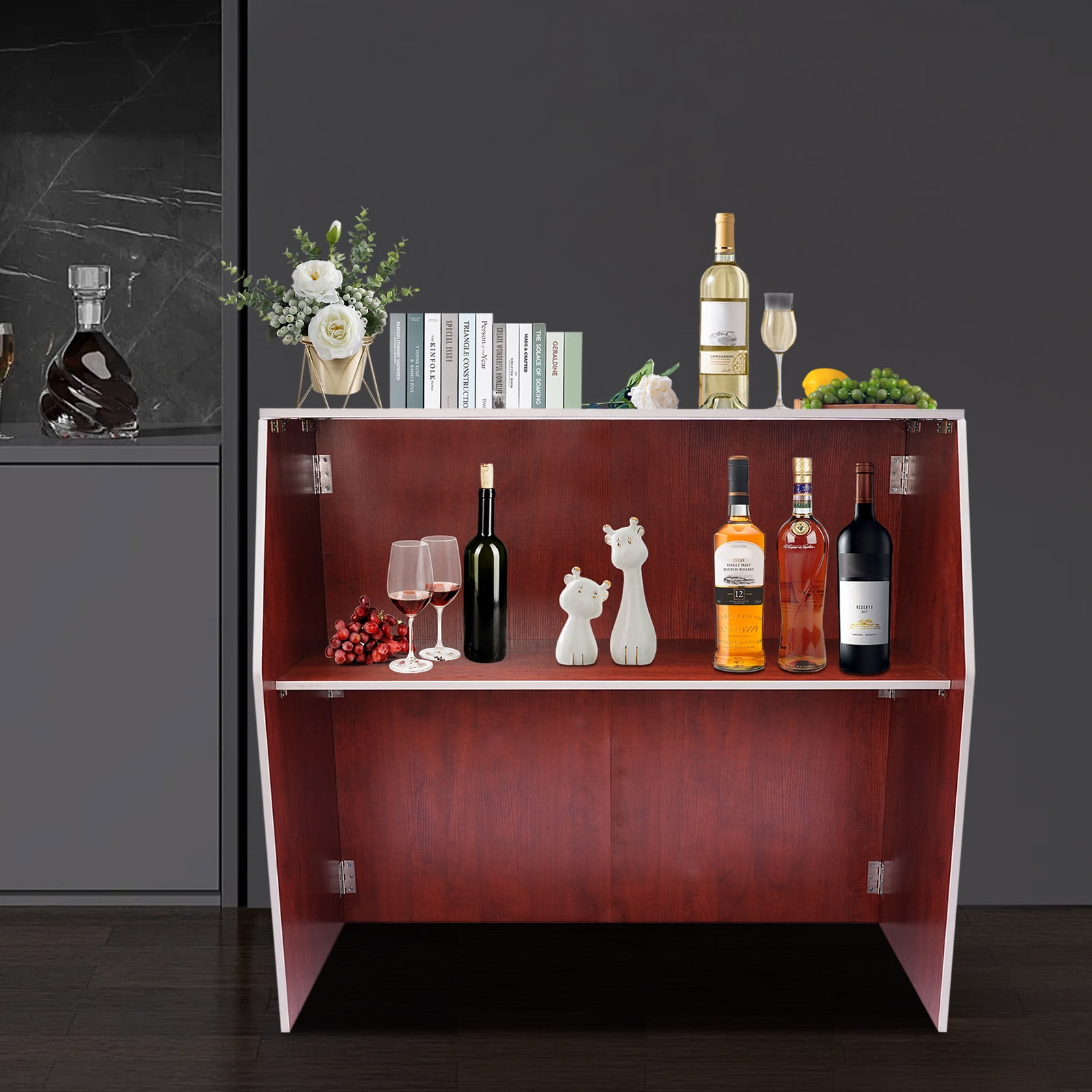 ChicHomey Portable Event Bar Top and Middle Shelves Mobile Laminate Bar ...