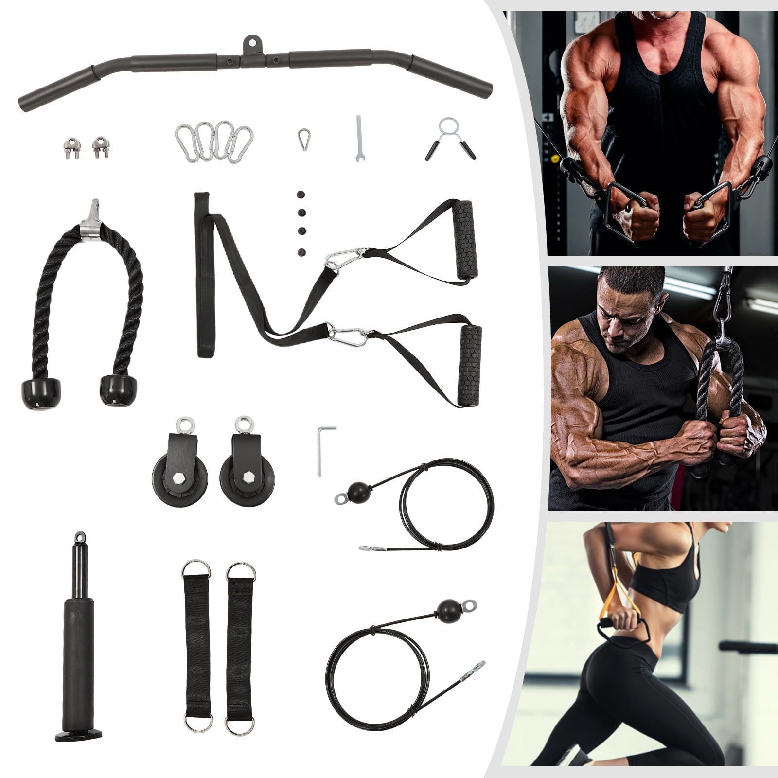 ChicHomey Pulley System Gym,Multi-Function Black Cable Weight Pulley ...