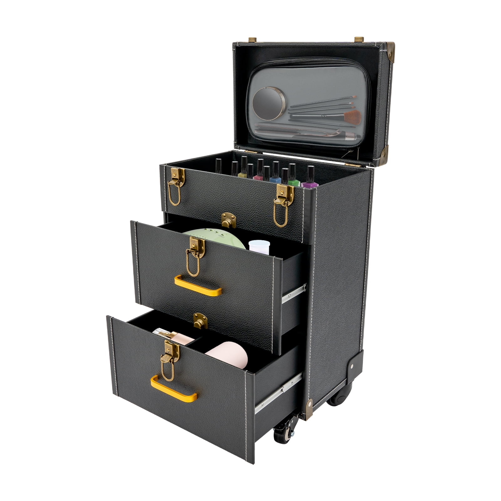 ChicHomey Rolling Manicure Table Nail Desk Travel Train Case Cosmetic ...